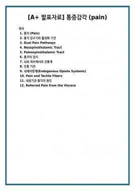 [발표자료] 통증감각 (pain)-1페이지