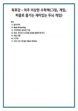 독후감 - 아주 이상한 수학책(그림, 게임, 퍼즐로 즐기는 재미있는 두뇌 게임)-1페이지
