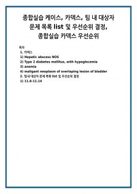 종합실습 케이스, 카덱스, 팀 내 대상자 문제 목록 list 및 우선순위 결정, 종합실습 카덱스 우선순위-1페이지