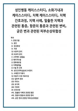 성인병동 케이스스터디, 소화기내과 케이스스터디, 치핵 케이스스터디, 치핵 간호과정, 치핵 사례, 탈출한 치핵과 관련된 통증, 항문의 통증과 관련된 변비, 굳은 변과 관련된 피부손상-1페이지