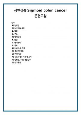 성인실습 Sigmoid colon cancer 문헌고찰-1페이지