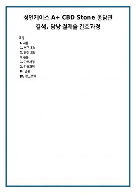 성인케이스 CBD Stone 총담관 결석, 담낭 절제술 간호과정-1페이지