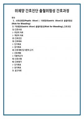 위궤양 간호진단 출혈위험성 간호과정-1페이지