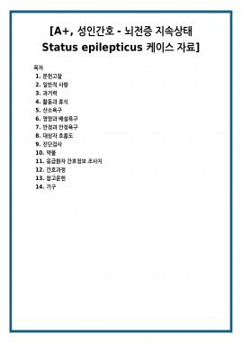 [ 성인간호 - 뇌전증 지속상태 Status epilepticus 케이스 자료]-1페이지