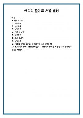 금속의 활동도 서열 결정-1페이지
