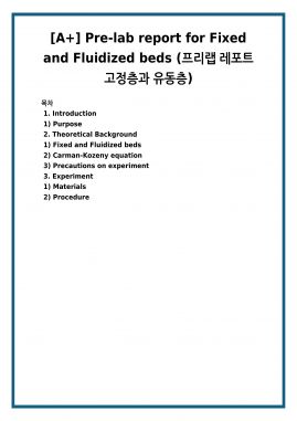 Pre-lab report for Fixed and Fluidized beds (프리랩 고정층과 유동층)-1페이지