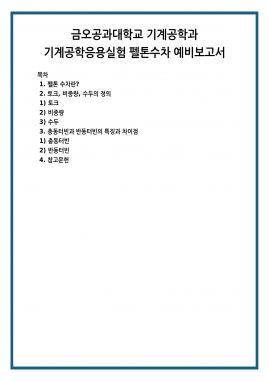 금오공과대학교 기계공학과 기계공학응용실험 펠톤수차 예비보고서-1페이지