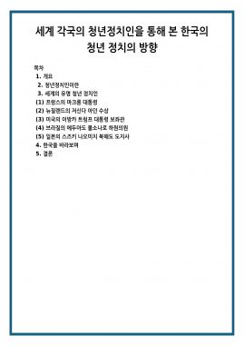 세계 각국의 청년정치인을 통해 본 한국의 청년 정치의 방향-1페이지