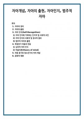 자아개념, 자아의 출현, 자아인지, 범주적 자아-1페이지