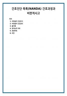 간호진단 목록(NANDA) 간호과정과 비판적사고-1페이지