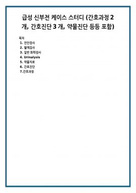 급성 신부전 케이스 스터디 (간호과정2개, 간호진단3개, 약물진단 등등 포함)-1페이지