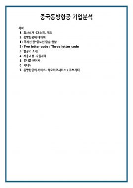중국동방항공 기업분석-1페이지