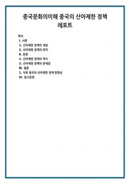 중국문화의이해 중국의 산아제한 정책 레포트-1페이지