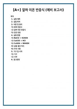 알짜 이온 반응식 (예비 보고서)-1페이지