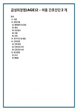 급성위장염(AGE)2 - 아동 간호진단2개-1페이지