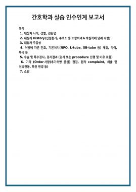 간호학과 실습 인수인계 보고서-1페이지