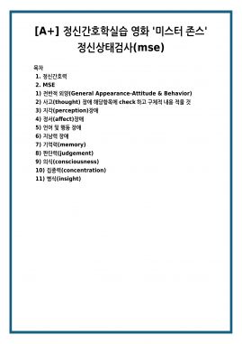정신간호학실습 영화 미스터 존스 정신상태검사(mse)-1페이지