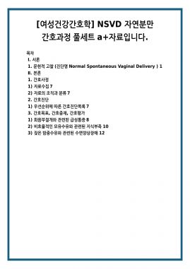 [여성건강간호학] NSVD 자연분만 간호과정 풀세트 자료입니다.-1페이지