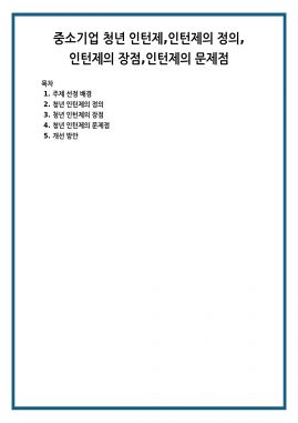 중소기업 청년 인턴제,인턴제의 정의,인턴제의 장점,인턴제의 문제점-1페이지