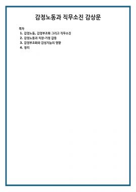 감정노동과 직무소진 감상문-1페이지