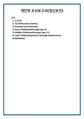 개인력 조사보고서(정신보건)-1페이지