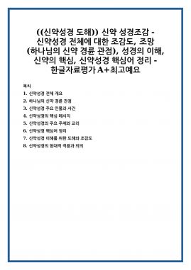(신약성경 도해) 신약 성경조감 - 신약성경 전체에 대한 조감도, 조망(하나님의 신약 경륜 관점), 성경의 이해, 신약의 핵심, 신약성경 핵심어 정리 - 한글자료평가-1페이지