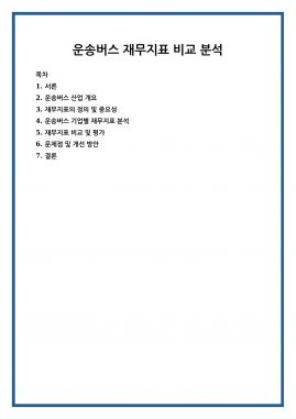 운송버스 재무지표 비교 분석-1페이지
