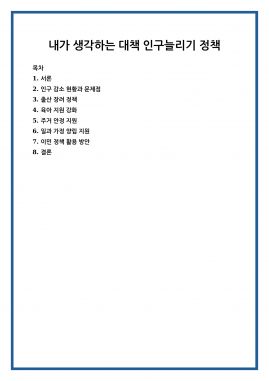 내가 생각하는 대책 인구늘리기 정책-1페이지