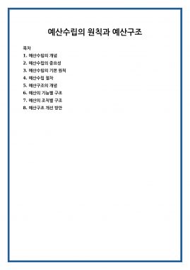 예산수립의 원칙과 예산구조-1페이지