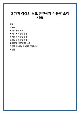척도 선정 배경 척도 적용 및 분석 척도 적용 및 분석 척도 적용 및 분석 척도별 비교 및 종합 소감-1페이지