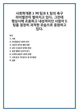 사회학개론 ) M팀과 L팀의 축구 라이벌전이 벌어지고 있다. 그런데 평상시에 조용하고 내성적이던 사람이 L팀을 굉장히 과격한 모습으로 응원하고 있다.-1페이지