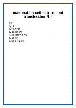 mammalian cell culture and transfection 예비-1페이지