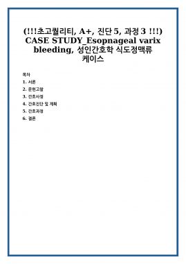 (초고퀄리티, , 진단5, 과정3) CASE STUDY_Esopnageal varix bleeding, 성인간호학 식도정맥류 케이스-1페이지