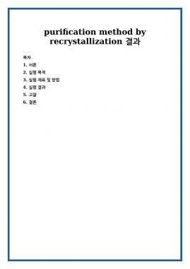 purification method by recrystallization 결과-1페이지