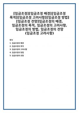 [임금조정][임금조정 배경][임금조정 목적][임금조정 고려사항][임금조정 방법][임금조정 전망]임금조정의 배경, 임금조정의 목적, 임금조정의 고려사항, 임금조정의 방법, 임금조정의 전망(임금조정 고려사항)-1페이지
