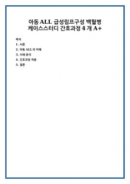 아동ALL 급성림프구성 백혈병 케이스스터디 간호과정4개-1페이지