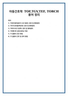 아동간호학  TOF,TGV,TEF, TORCH 용어 정리-1페이지