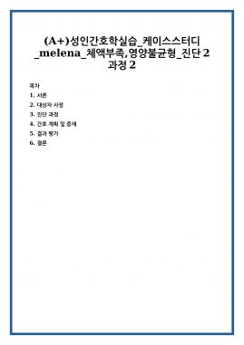 성인간호학실습_케이스스터디_melena_체액부족,영양불균형_진단2과정2-1페이지