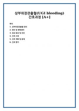 상부위장관출혈(UGI bleeding) 간호과정-1페이지