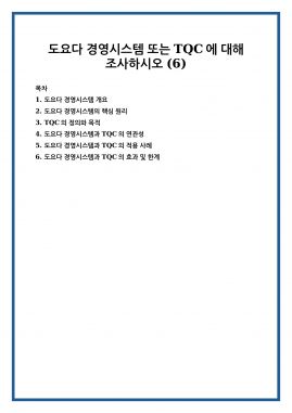 도요다 경영시스템 또는 TQC에 대해 조사하시오 (6)-1페이지