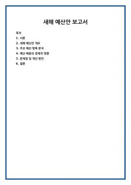 새해 예산안 보고서-1페이지