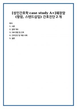 [성인간호학 case study]췌장암(항암, 스텐드삽입) 간호진단2개-1페이지