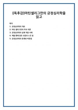 [독후감]마틴셀리그만의 긍정심리학을 읽고-1페이지