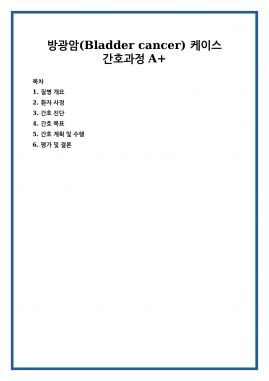 방광암(Bladder cancer) 케이스 간호과정-1페이지
