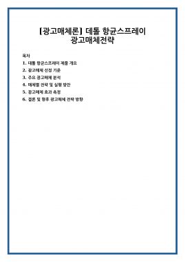 [광고매체론] 데톨 항균스프레이 광고매체전략-1페이지