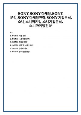 SONY,SONY마케팅,SONY분석,SONY마케팅전략,SONY기업분석,소니,소니마케팅,소니기업분석,소니마케팅전략-1페이지