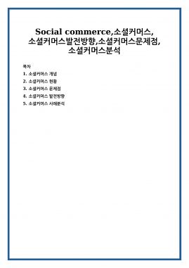 Social commerce,소셜커머스,소셜커머스발전방향,소셜커머스문제점,소셜커머스분석-1페이지