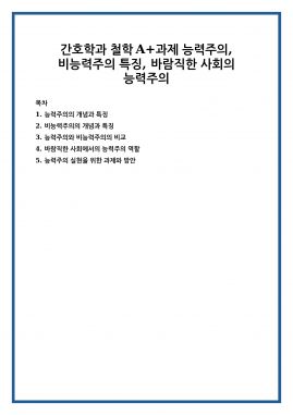 간호학과 철학과제 능력주의, 비능력주의 특징, 바람직한 사회의 능력주의-1페이지