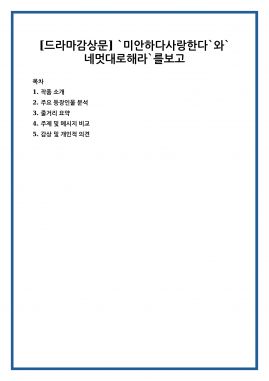[드라마감상문] `미안하다사랑한다`와`네멋대로해라`를보고-1페이지