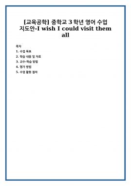 [교육공학] 중학교 3학년 영어 수업 지도안-I wish I could visit them all-1페이지